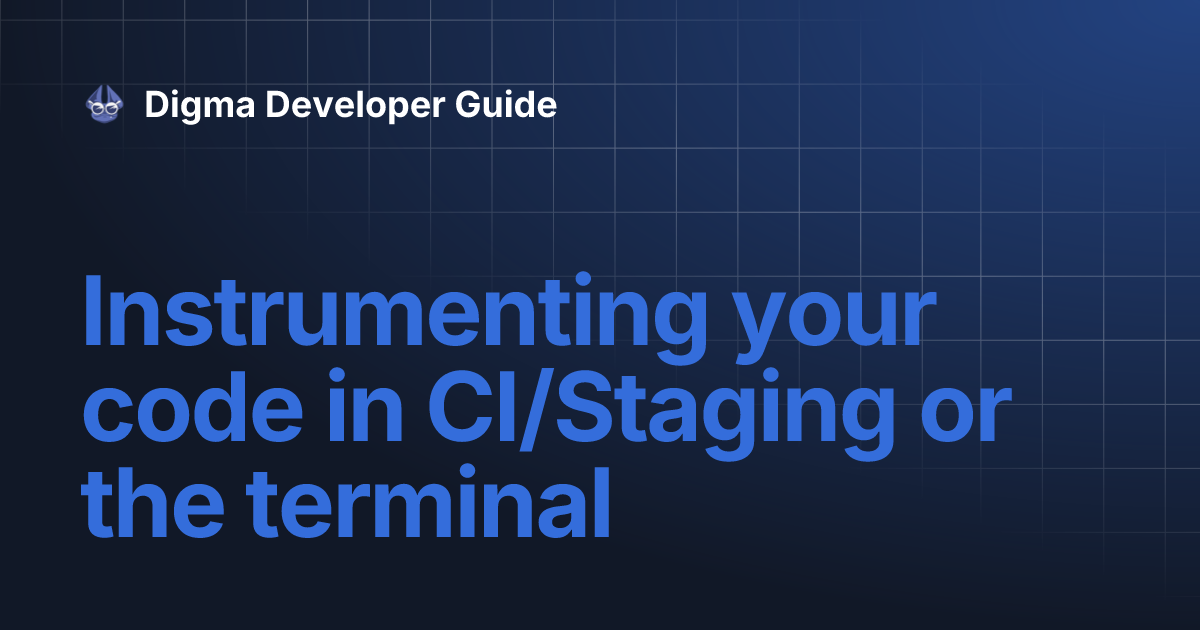 Instrumenting your code in CI/Staging or the terminal | Digma Developer Guide
